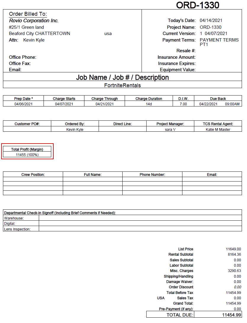 CID To Print New Fields From Order 'Cost' Tab On The Order and Invoice