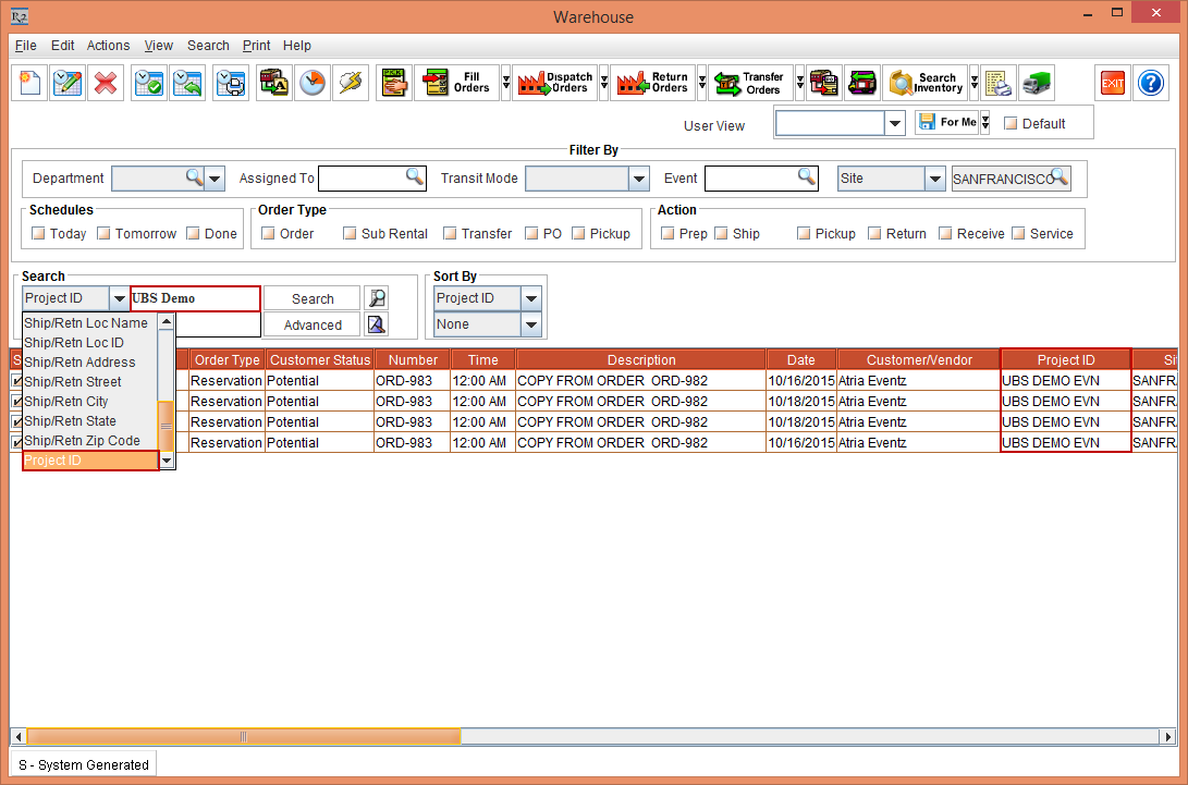 Support for Project ID Column and Project ID Search Option in the ...